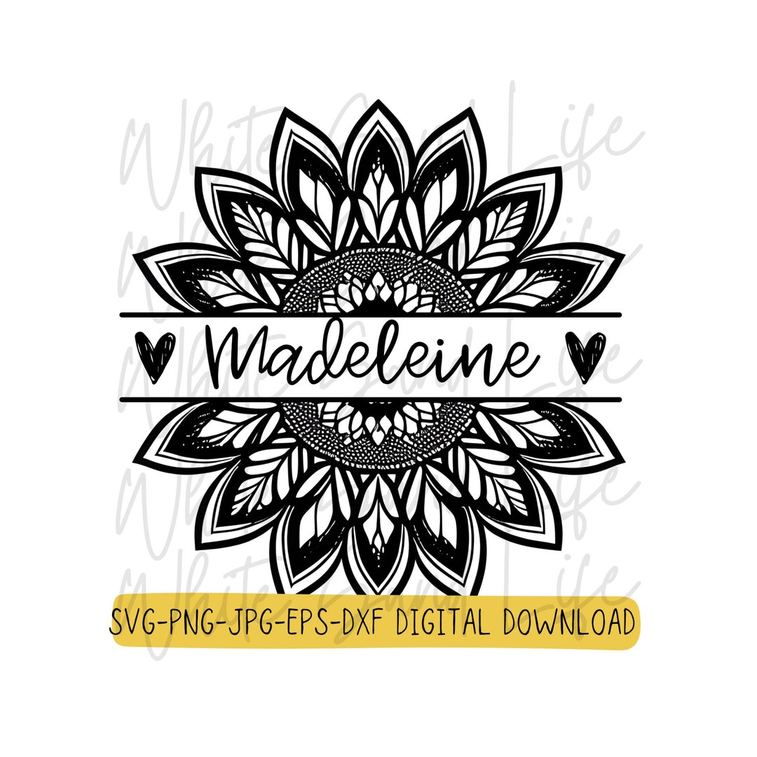 Personalized Sunflower Svg, Split Monogram Sunflower Png, Mandala ...