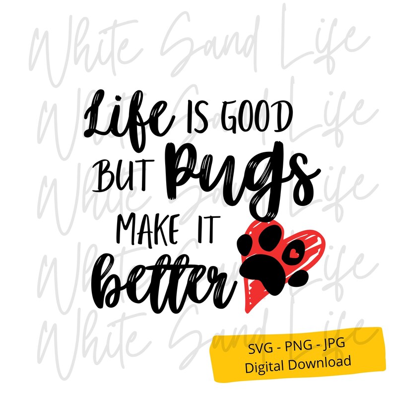 Paw Print Svg, Pug Dog Png, Dog Mom Svg File, Digital Download Svg, Dog ...