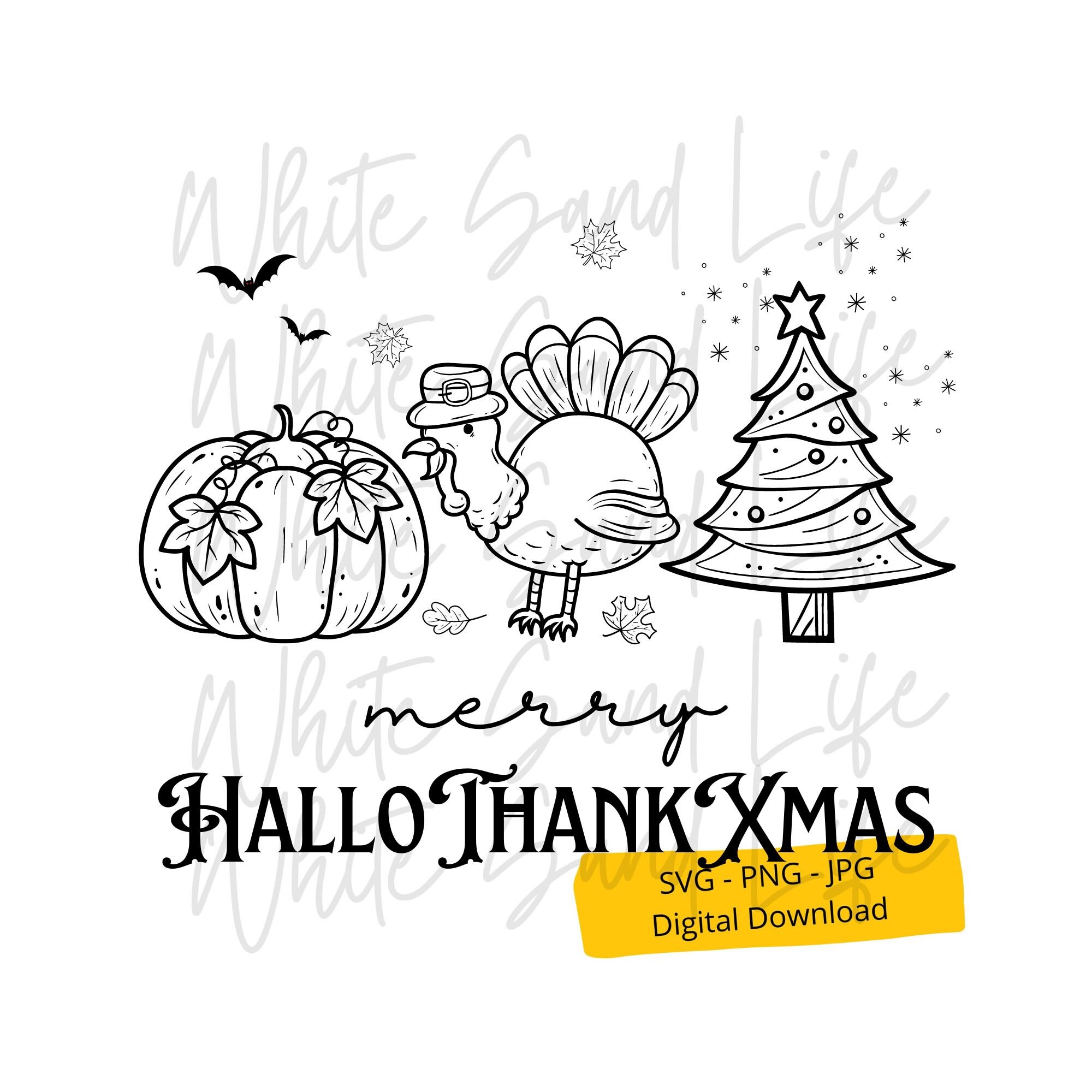 Hallo Thanksmas Svg Halloween Svg Thanksgiving (Instant Download) - Etsy