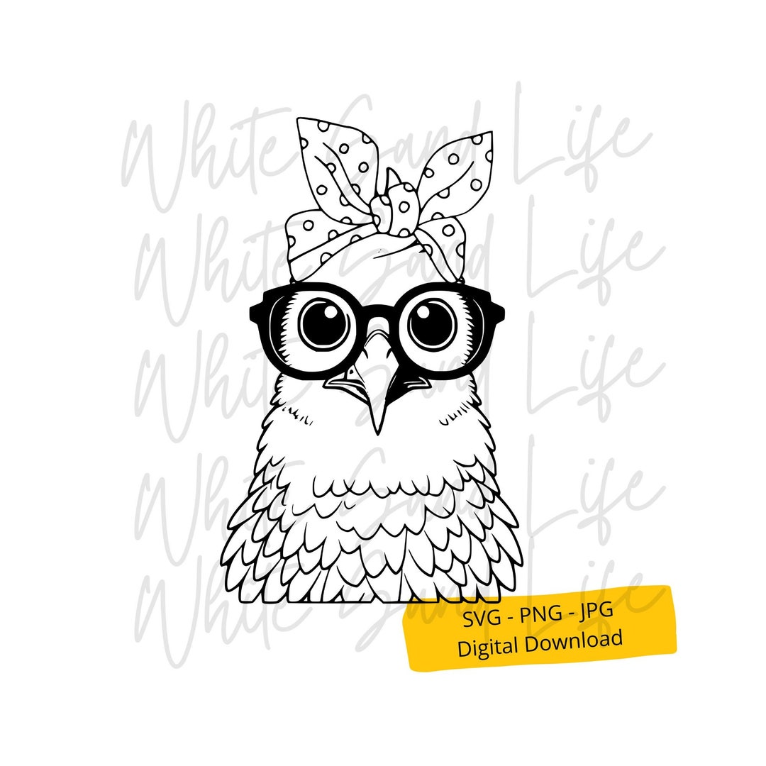 Chicken With Glasses Svg, Chicken Svg, Chicken Head Svg, Chicken Svg ...