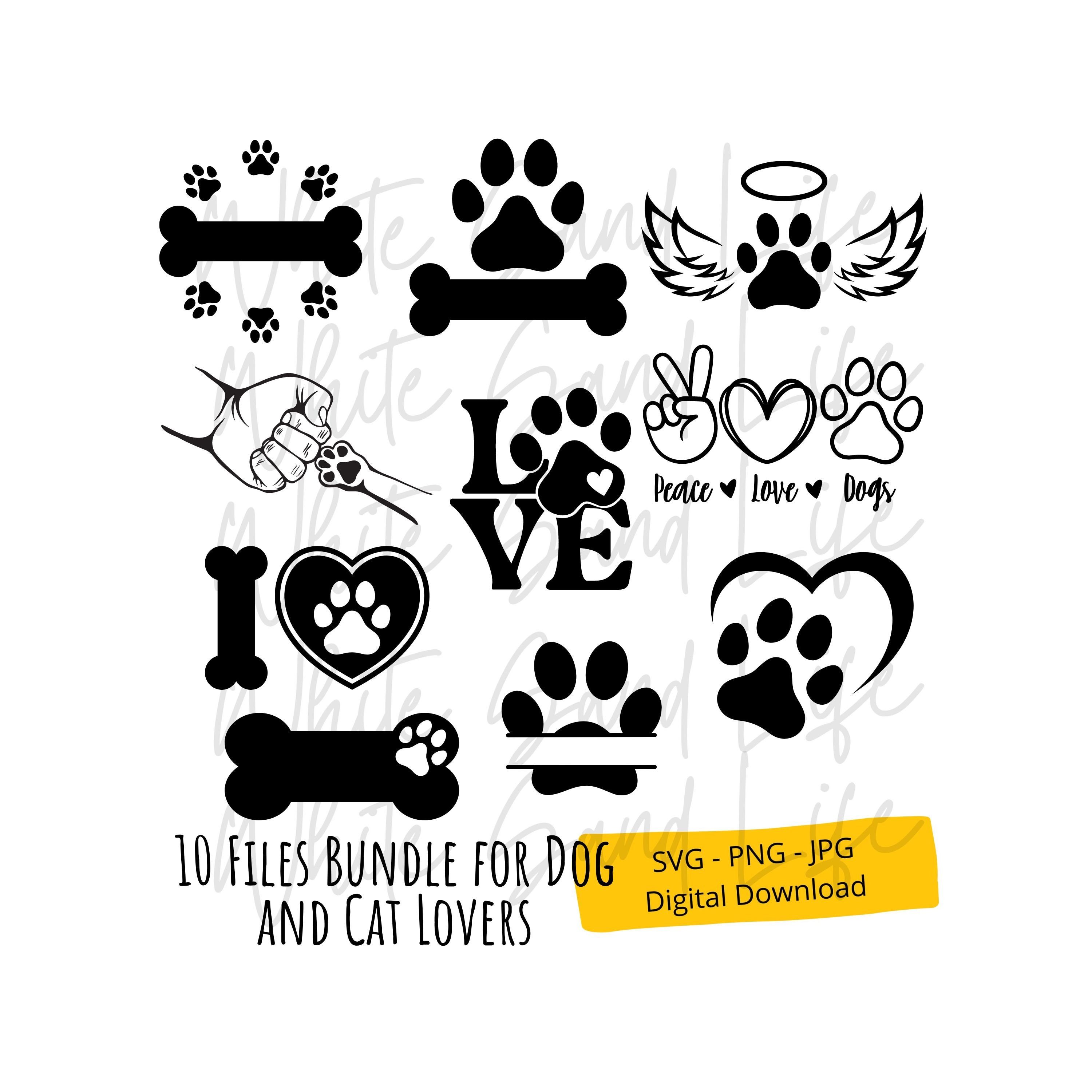 Dog Paws Svg Bundle, Split Monogram Png, Dog Lover Clip Art, Cat ...