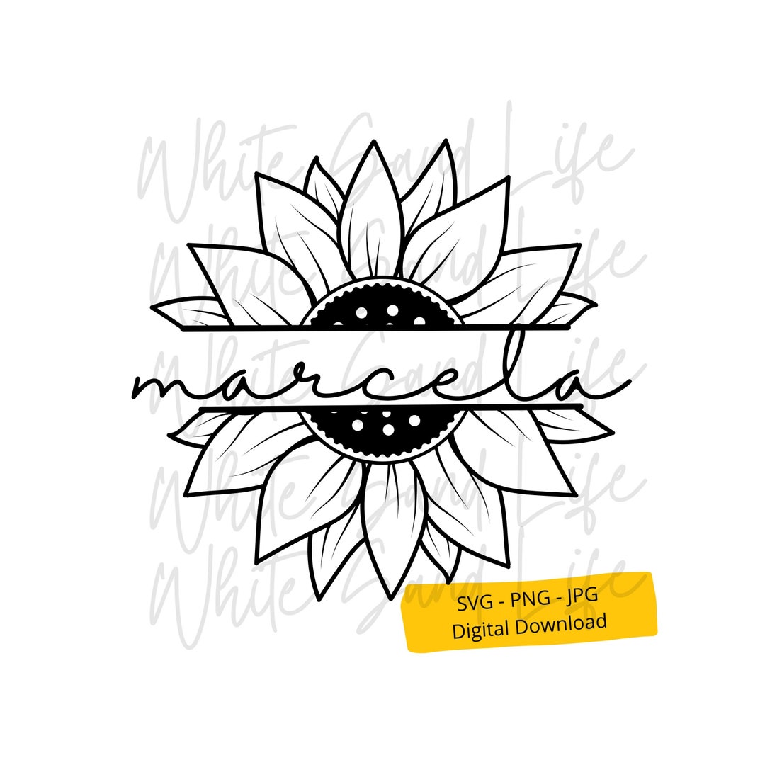 Personalized Sunflower Svg, Split Monogram Sunflower Png, Sunflower ...