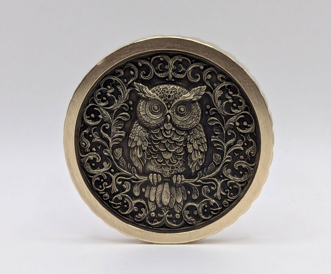 Owl Challenge Coin. 1 Sided. High Quality Deep Engraved Brass Coin ...