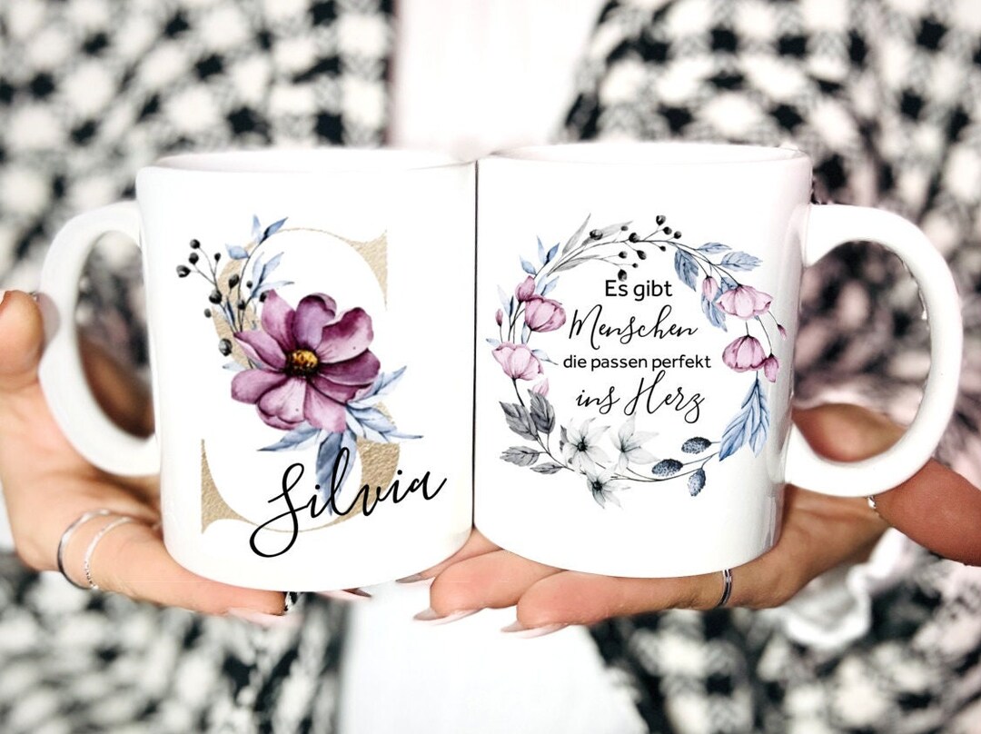 Cup Personalized With Letter Name Desired Text | Cup With Saying - Etsy