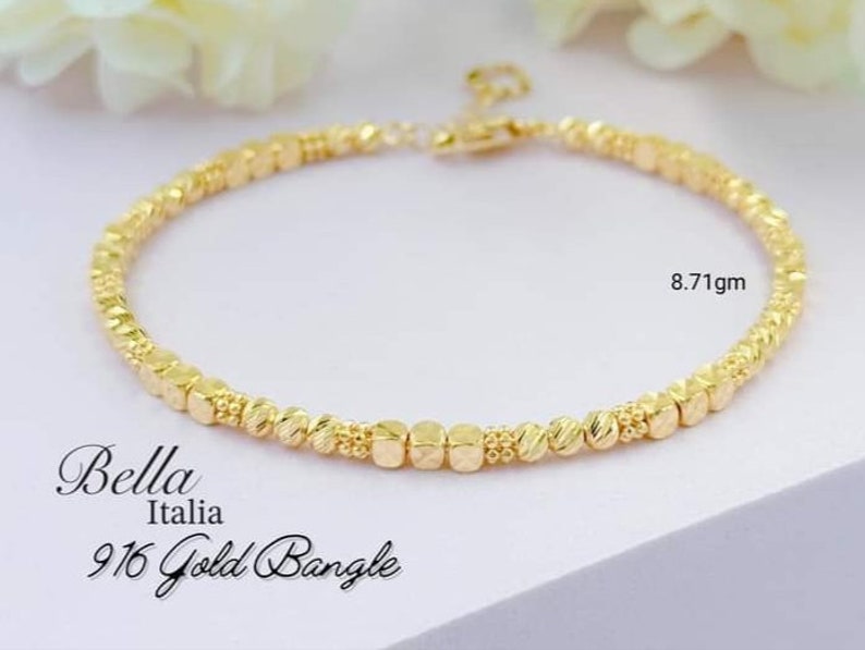 KJ 22K Pure Gold Bangle Italian Design 916 Purity . Minimalist . 22 ...