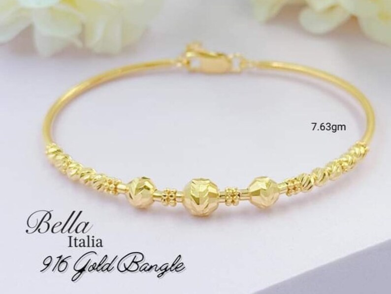 KJ 22K Pure Gold Bangle Italian Design 916 Purity . Minimalist . 22 ...