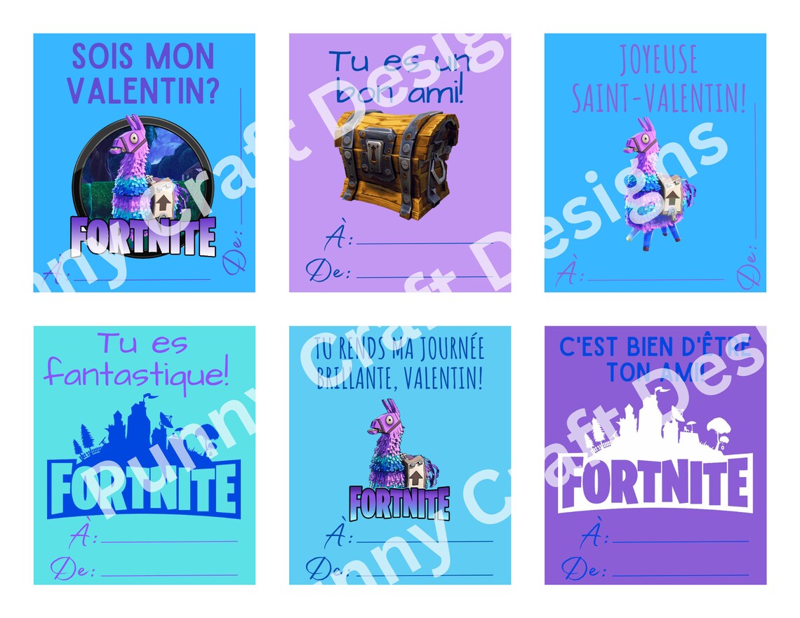 FRENCH Printable Fort Game Valentine Cards - Cartes Imprimables De La ...