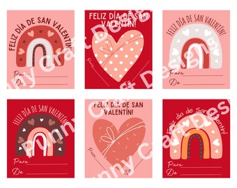 Spanish Valentine Cards for Kids, Printable Bilingual Valentine Cards ...