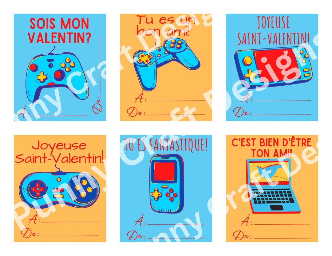 FRENCH Printable Video Games Valentine Cards - Cartes Imprimables De La ...