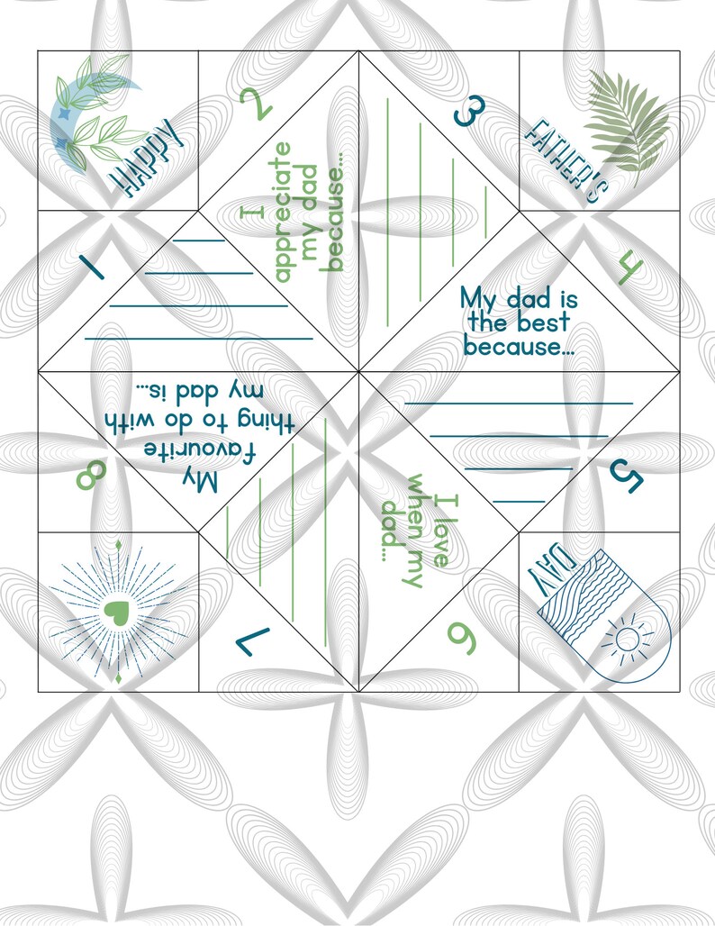 ENGLISH Printable Father's Day Fortune Teller / Cootie Catcher Digital ...