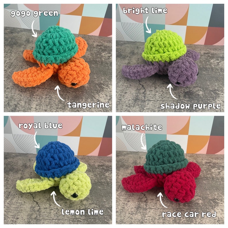 Crochet Turtle Small Plushie - Multiple Colors Available - Etsy