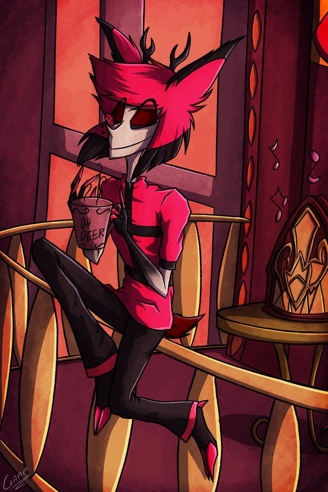 Alastor Morning Coffee Hazbin Hotel Fanart Poster Print Postcard - Etsy
