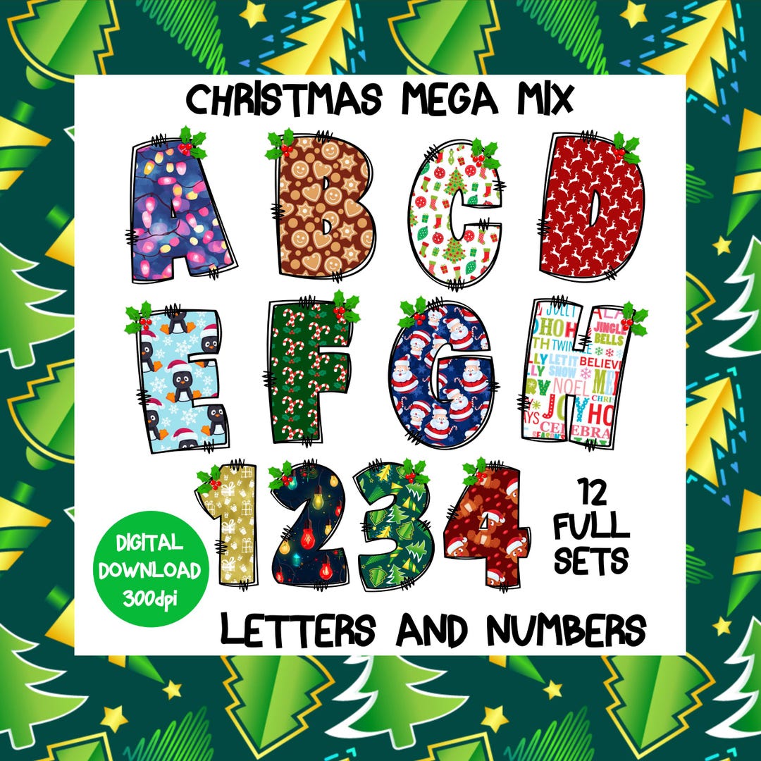 Christmas Mega Mix Christmas Alphabet Png 12 Sets of Christmas Letters ...