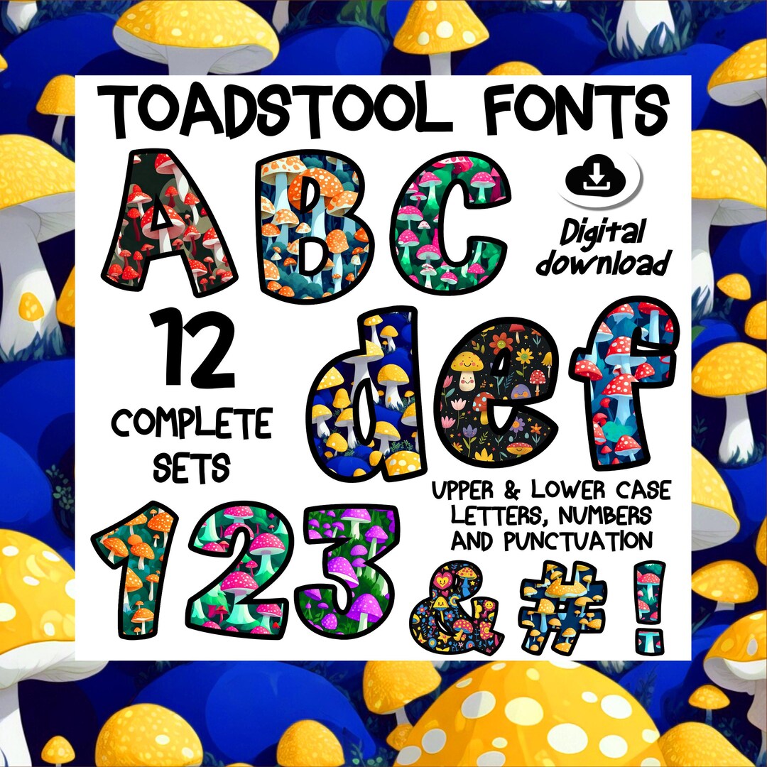 Toadstool Font Bundle 12 Sets Includes Upper & Lower Case Letters ...