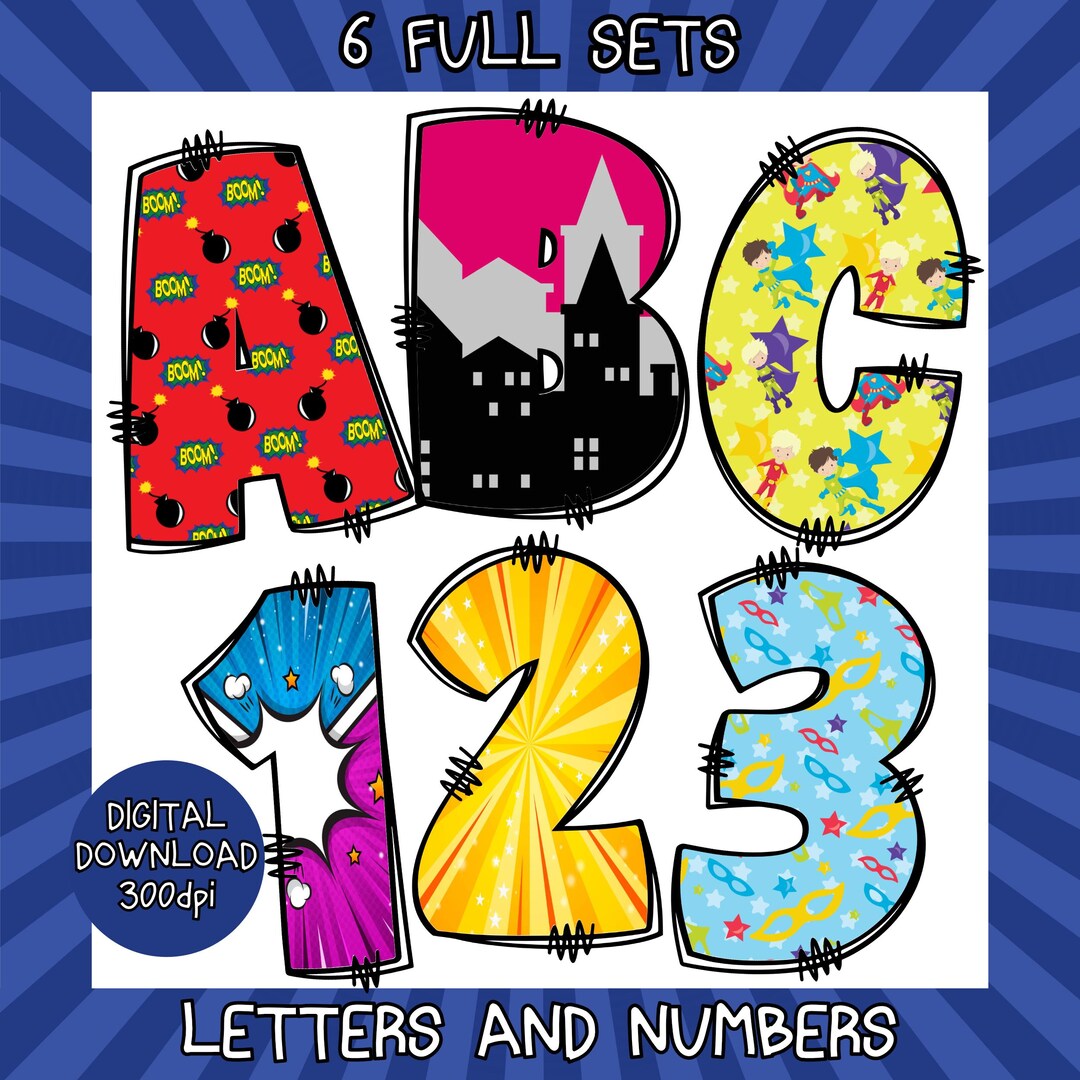 Superhero Alphabet X6, Pleasing Comic Book Clipart Font Png Digital ...