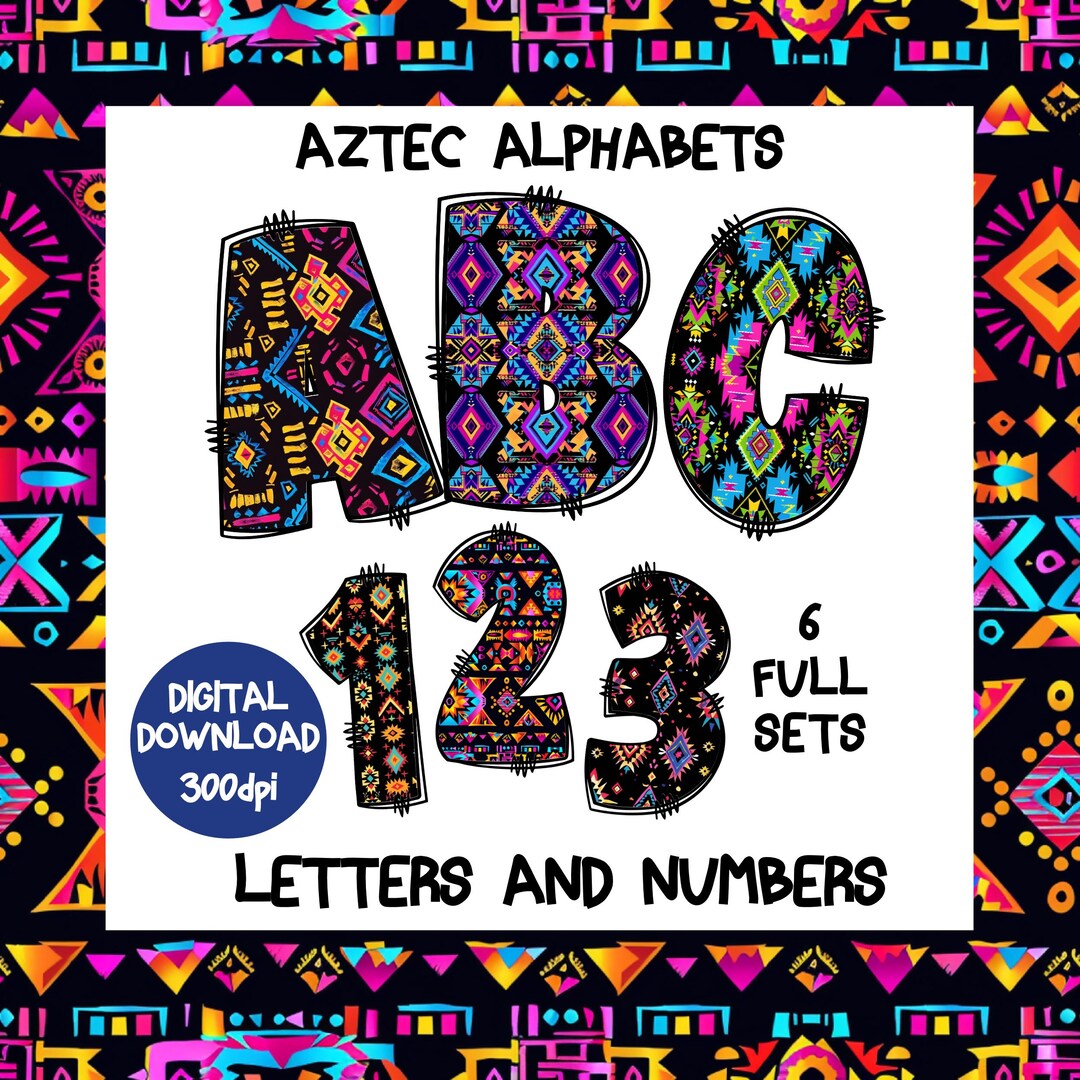 Alfabeto azteca x6, fuente de patrones aztecas png descarga digital ...