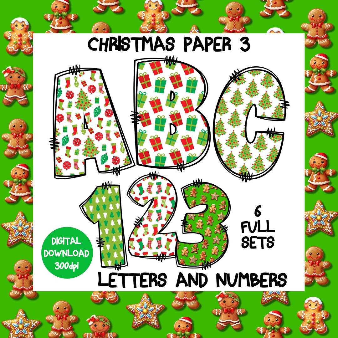 Christmas Alphabet X6, Clipart Png Digital Download Christmas Font ...