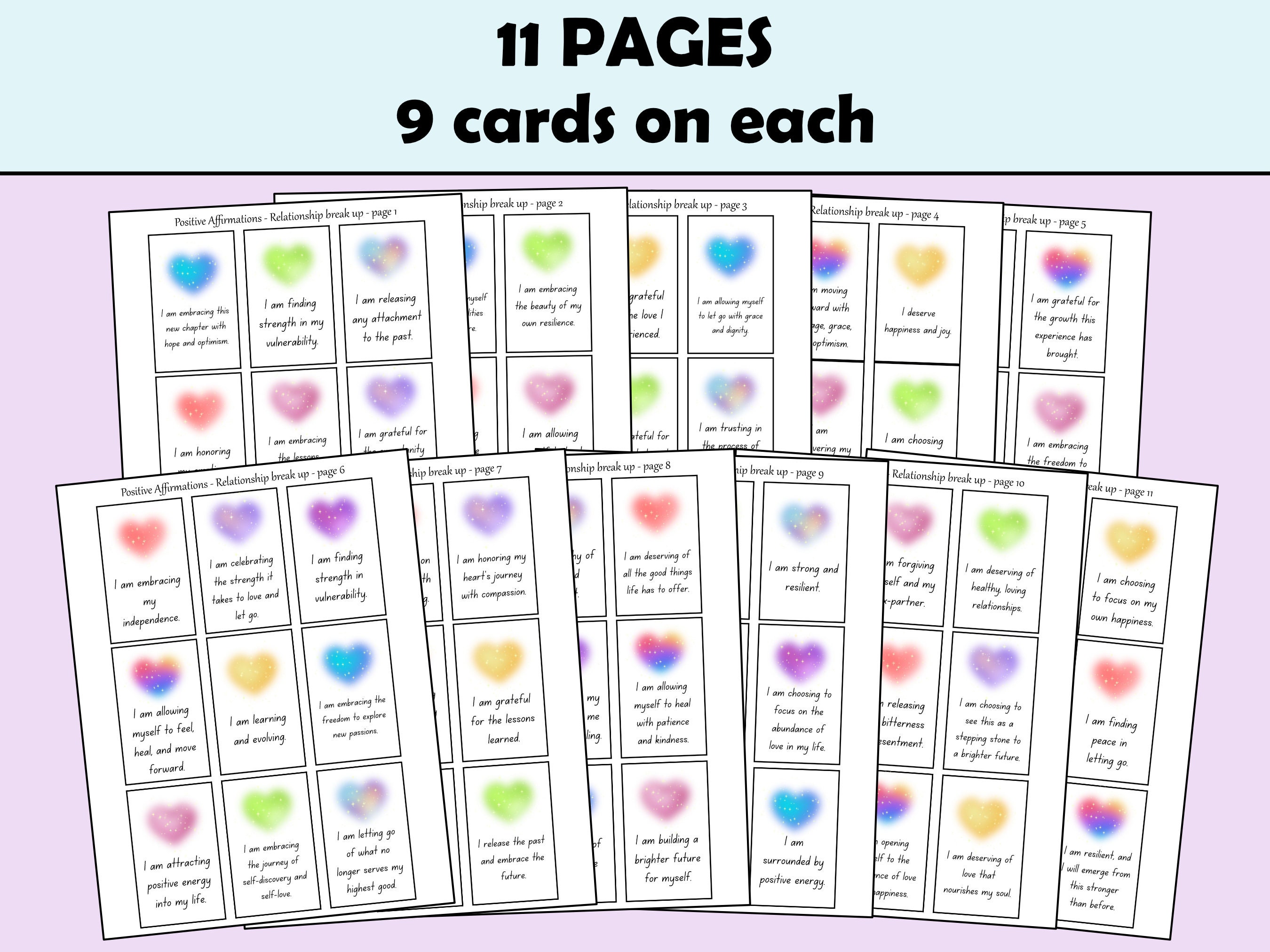 99 Printable Break up Affirmation Cards Instant Download Printable ...