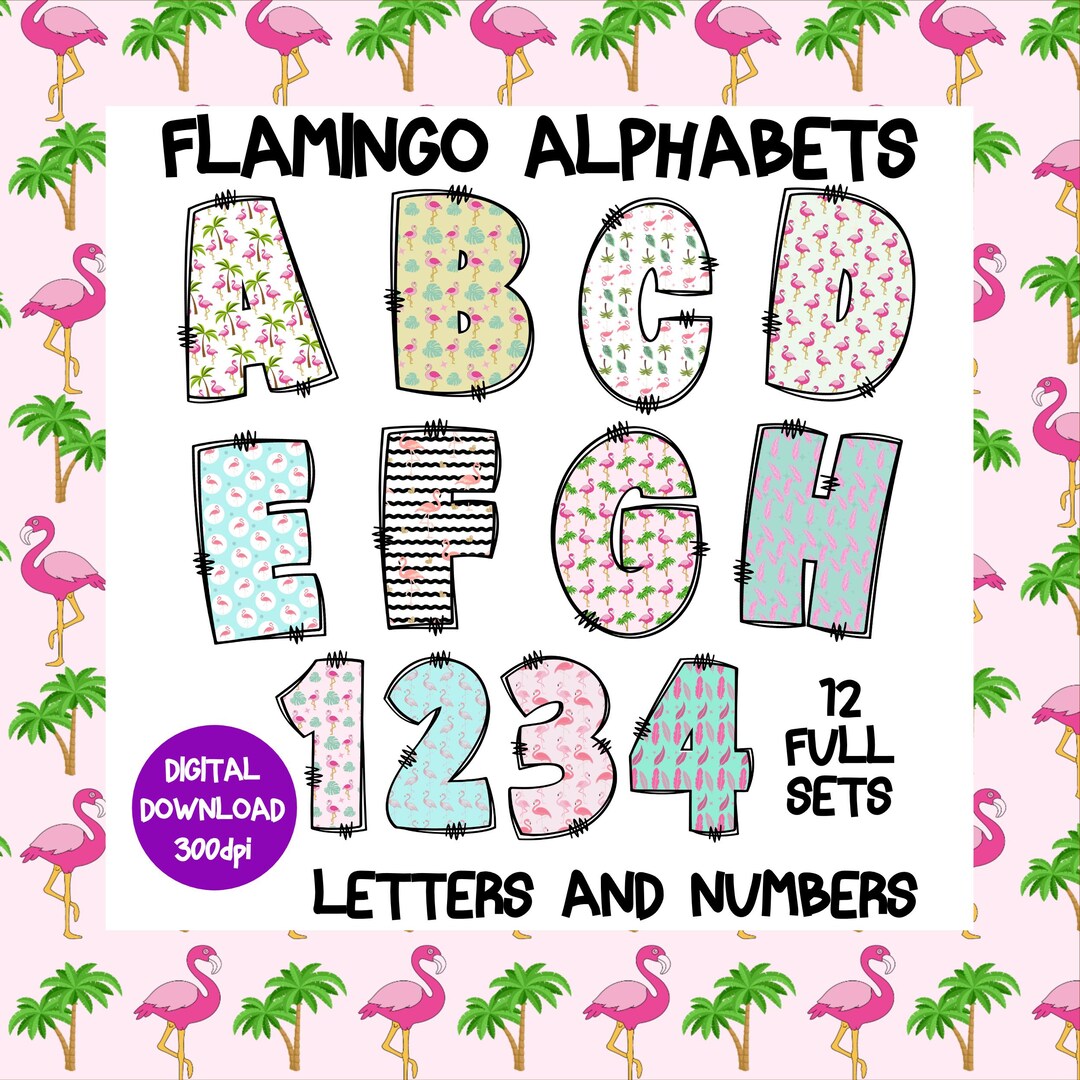 Flamingo Alphabets Png, 12 Full Sets of Flamingo Letters and Numbers ...