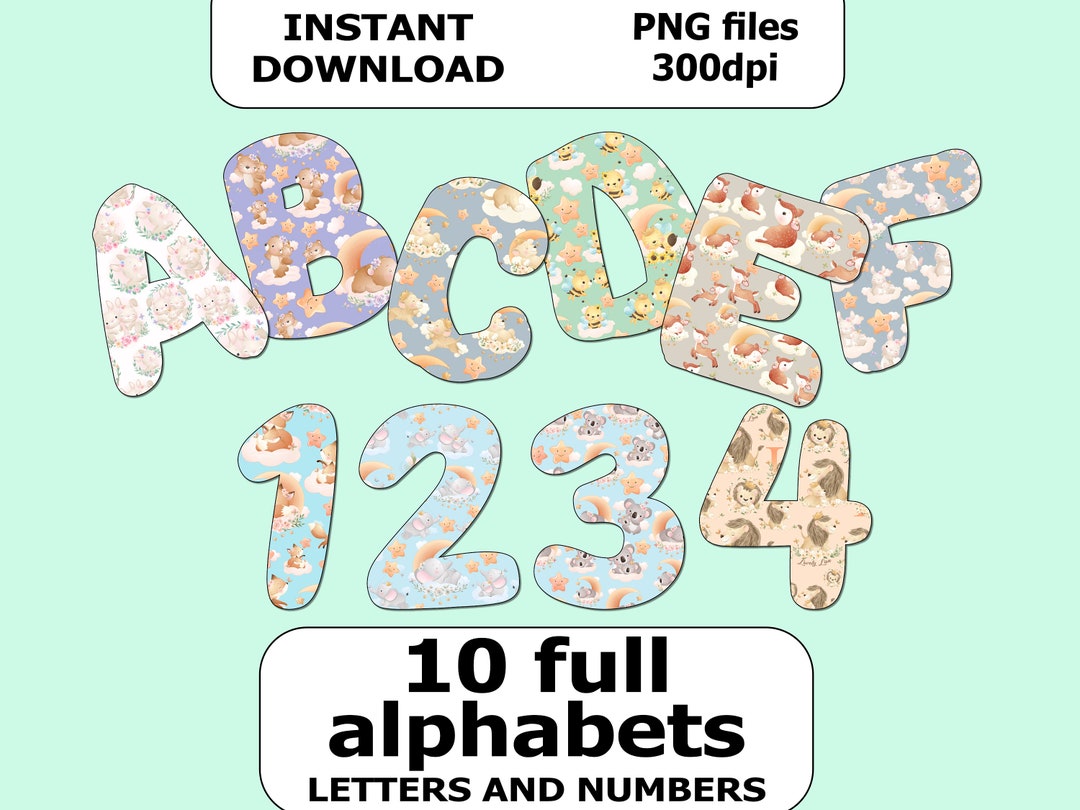 Animal Letters Font Bundle Alphabet Png Digital Download Letters Cute ...
