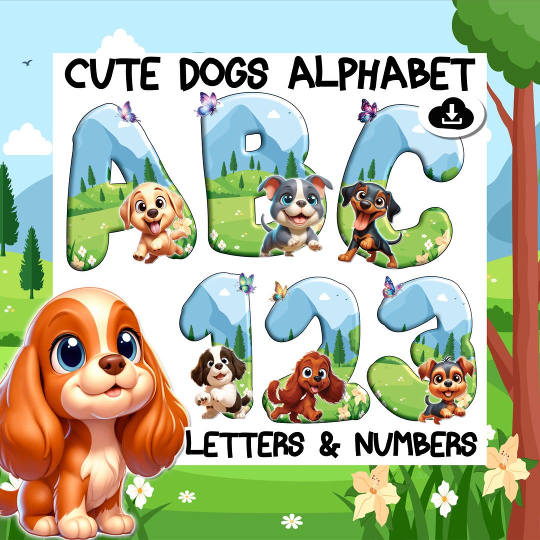 Puppy Dog Alphabet PNG – Fun Letters and Numbers (digital Download) - Etsy