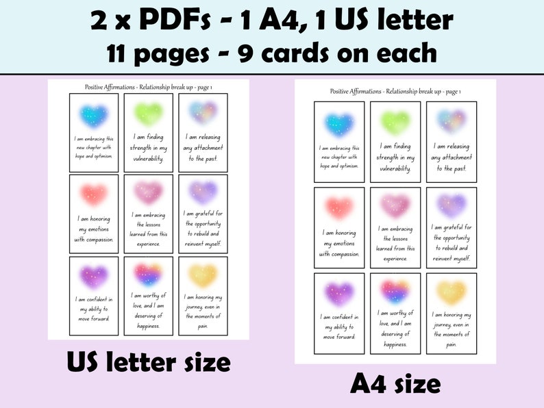 99 Printable Break up Affirmation Cards Instant Download Printable ...