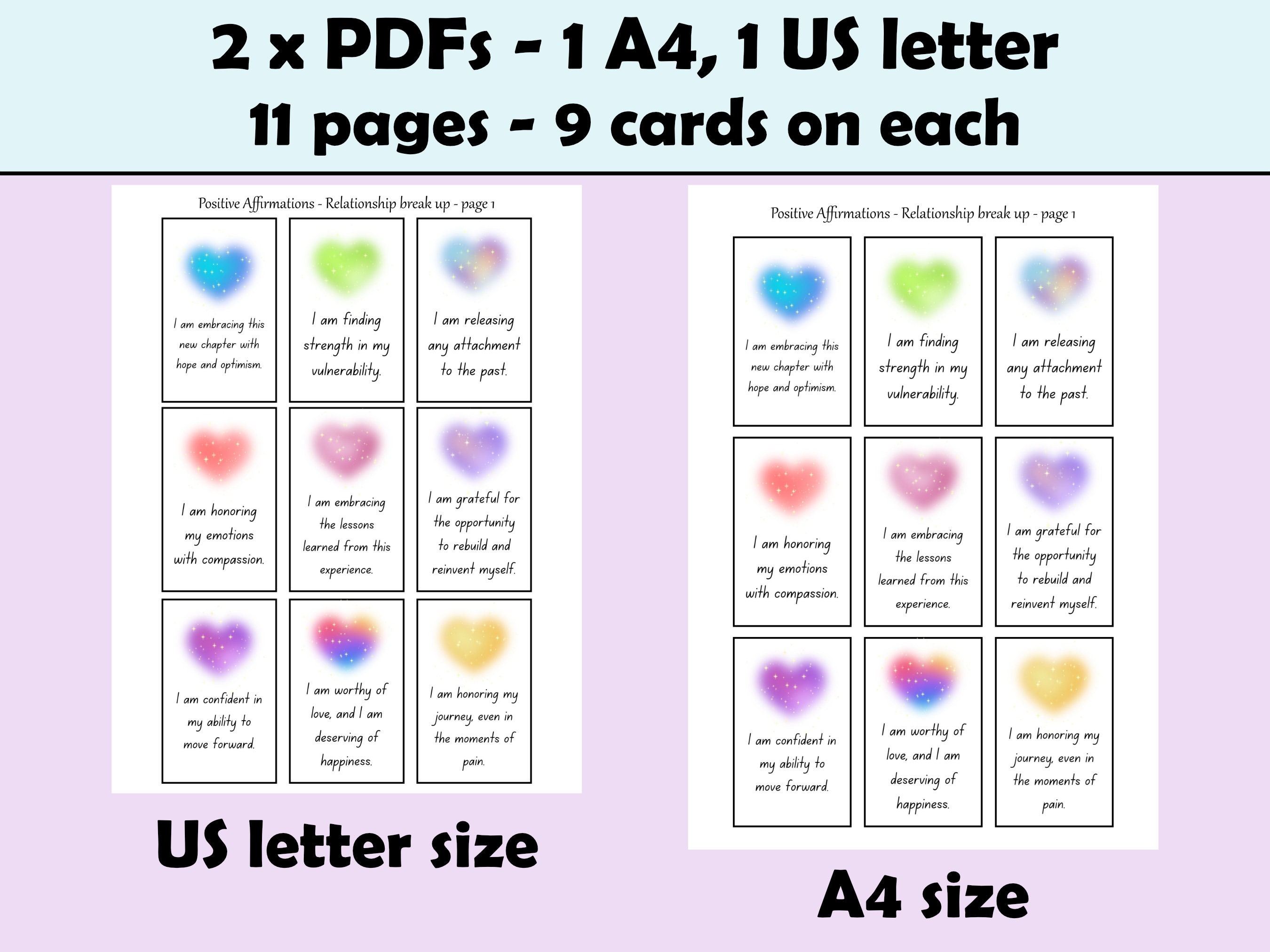 99 Printable Break up Affirmation Cards Instant Download Printable ...