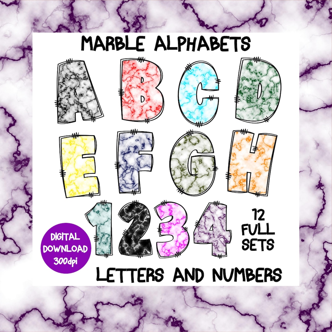 Coloured Marble Alphabets Png, 12 Full Sets of Marble Letters and ...
