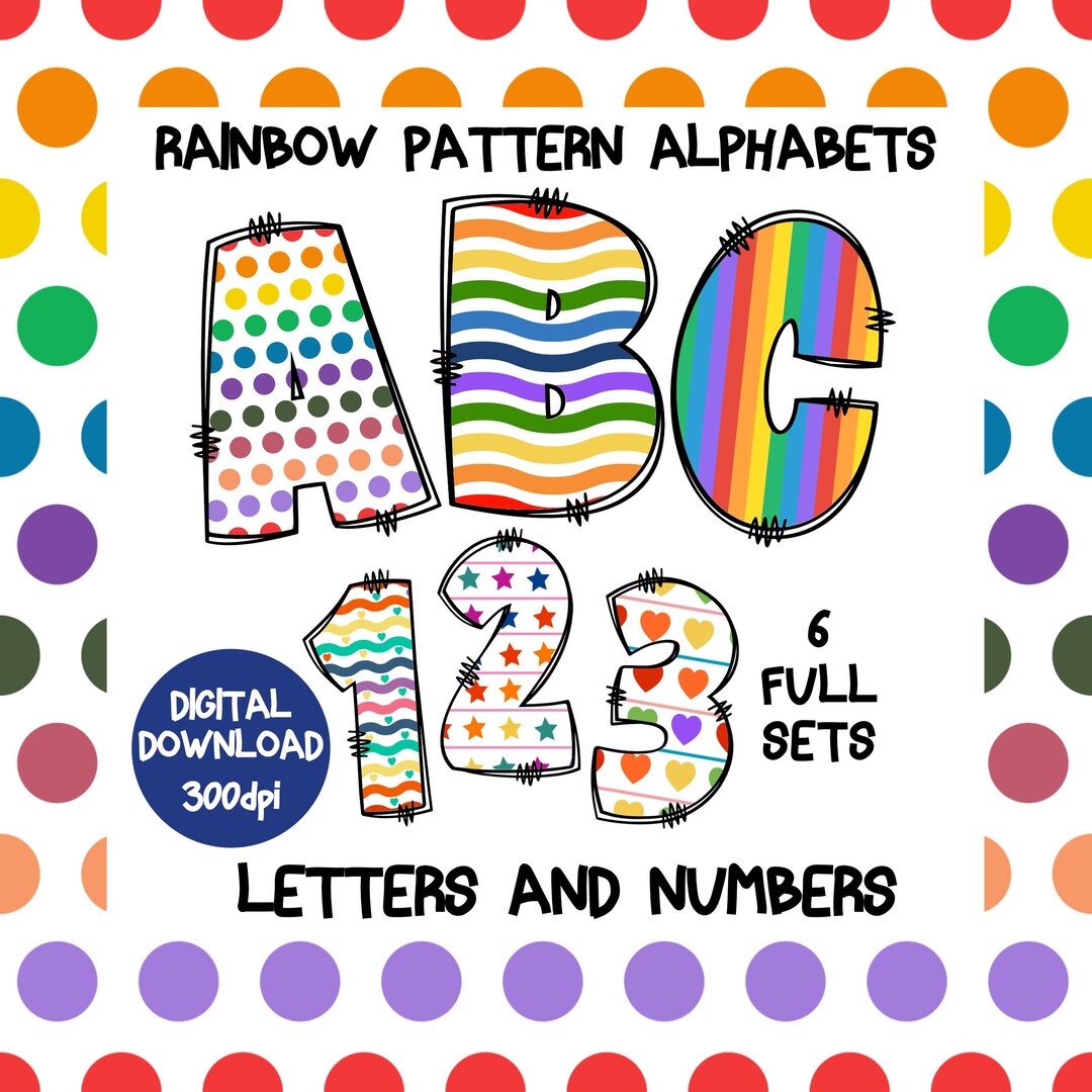 Rainbow Alphabets Png, 6 Full Sets of Rainbow Letters and Numbers ...