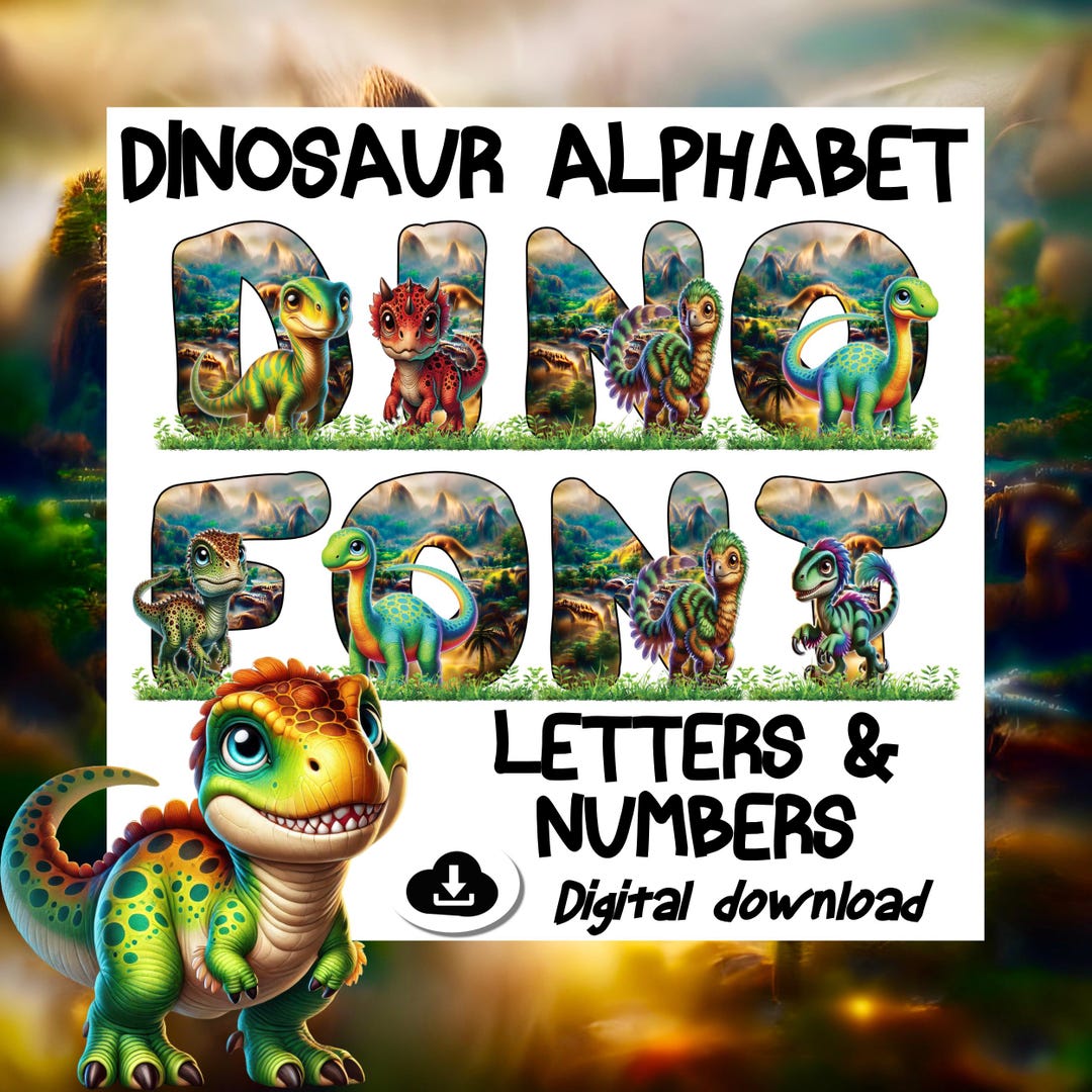 Dinosaur Alphabet PNG Dinosaur Letters for Printables, Graphics, and ...