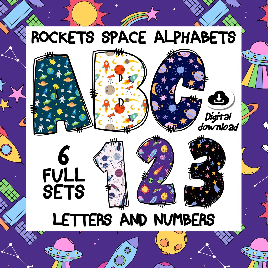 Rockets Space Font Bundle – 6 Futuristic and Stellar Alphabet Pngs ...