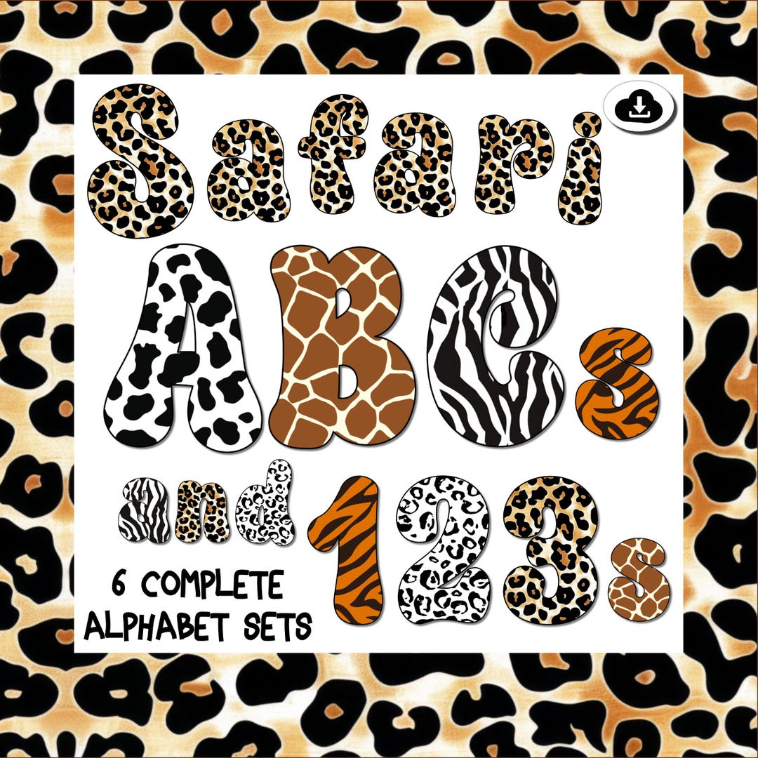 Safari Animal Print Alphabet Set – 6 Wild Styles Uppercase Lowercase ...
