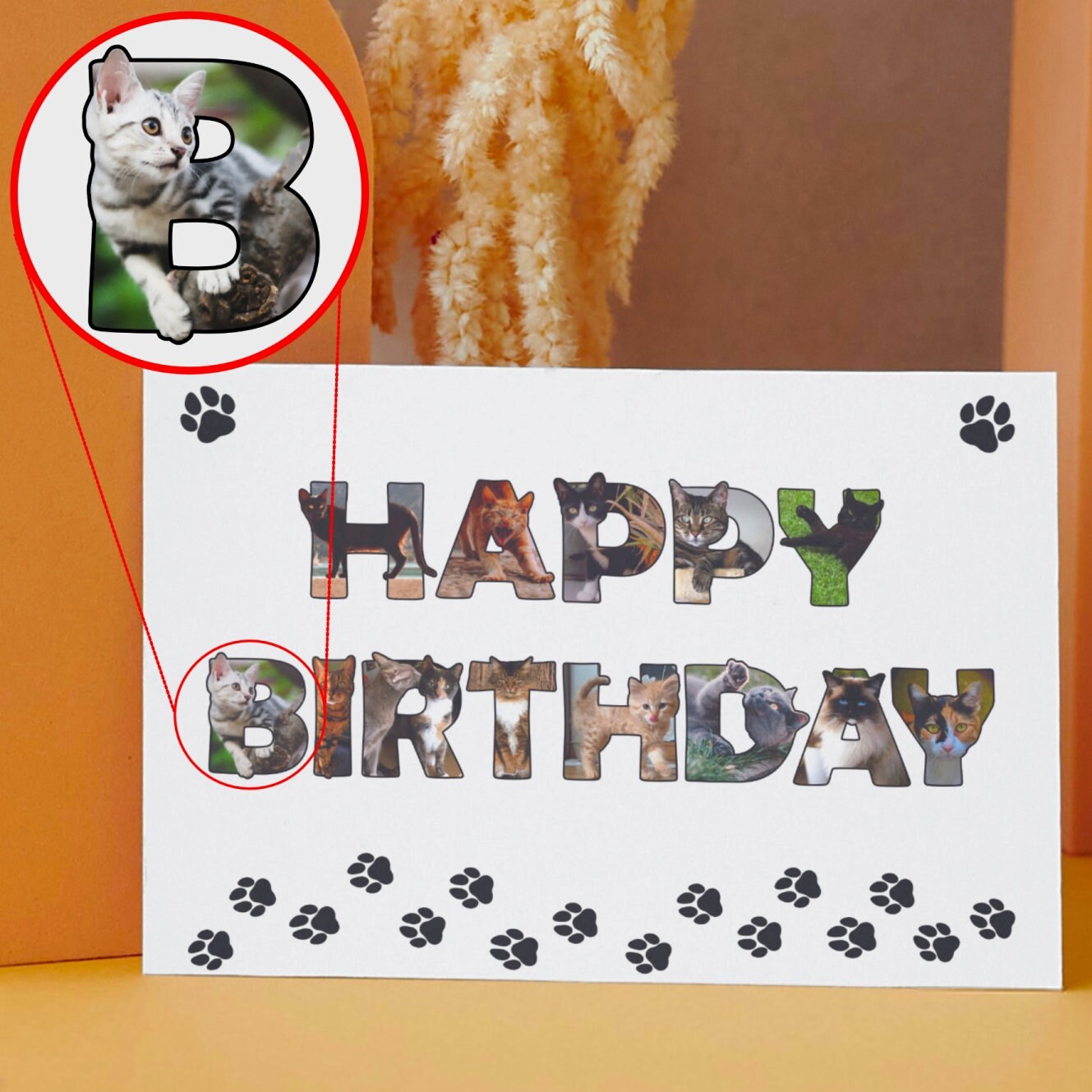 Happy Birthday Card Cat Card Birthday Card Greeting Card Animal Shaped ...