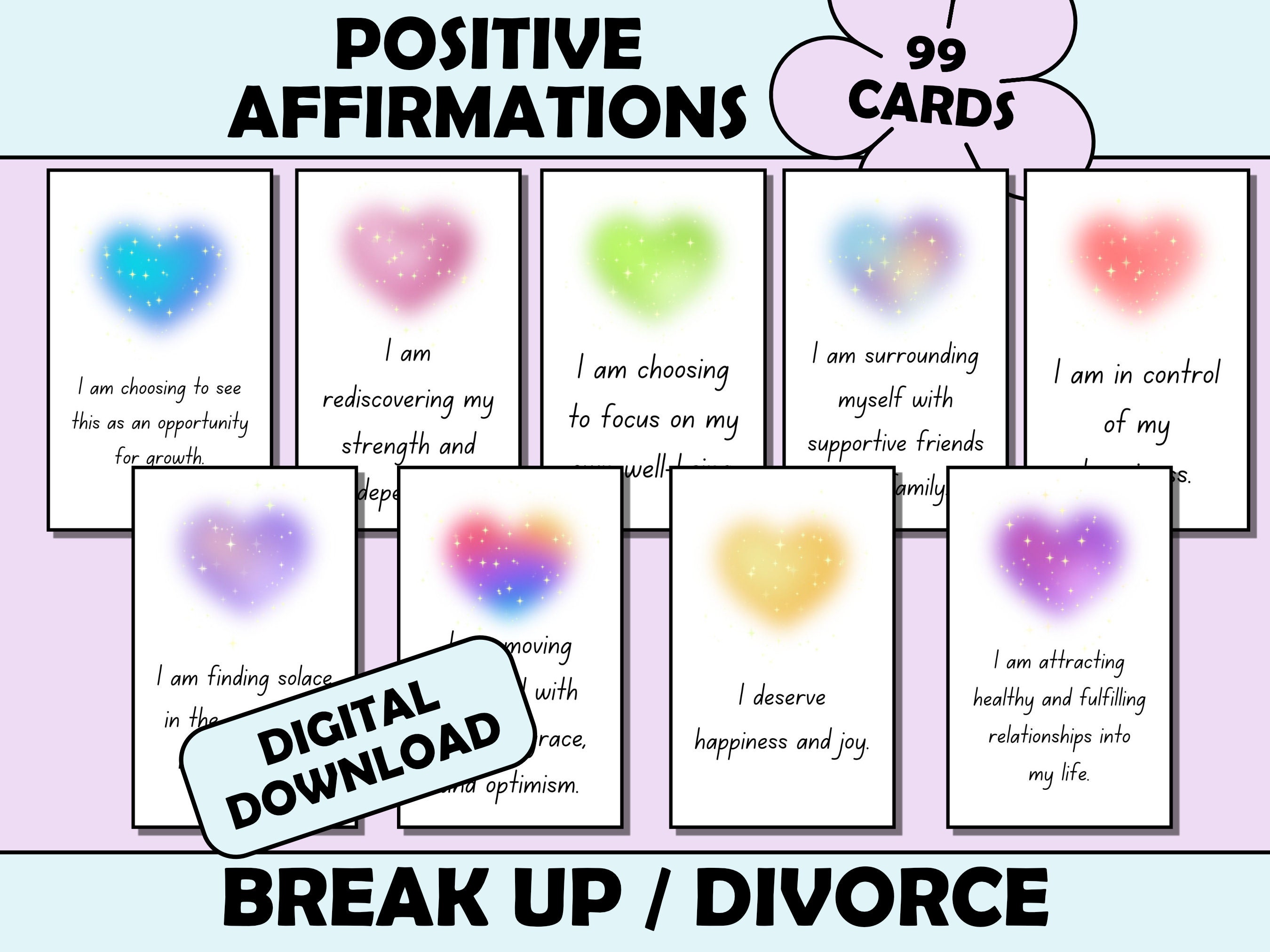 99 Printable Break up Affirmation Cards Instant Download Printable ...