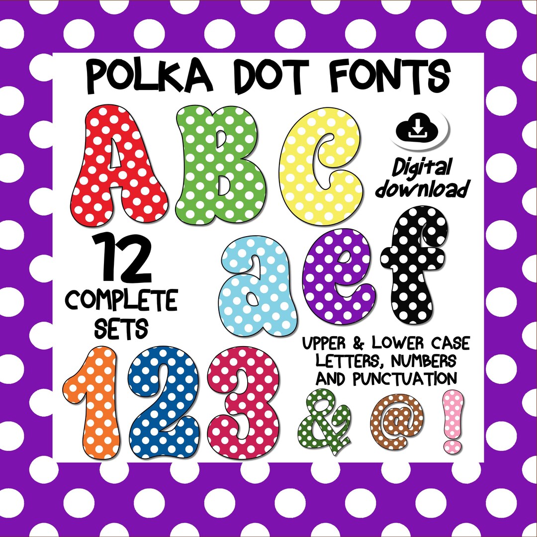 Polka Dot Font PNG Bundle: 12 Alphabet Sets (digital Download) - Etsy