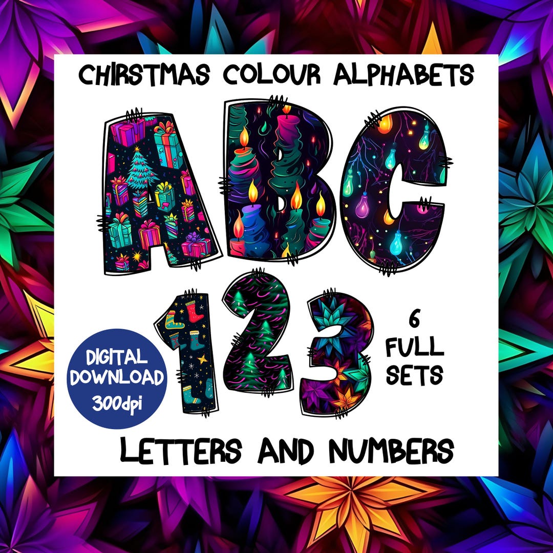 Christmas Alphabet Png Digital Download 6 Sets Christmas Font Download ...