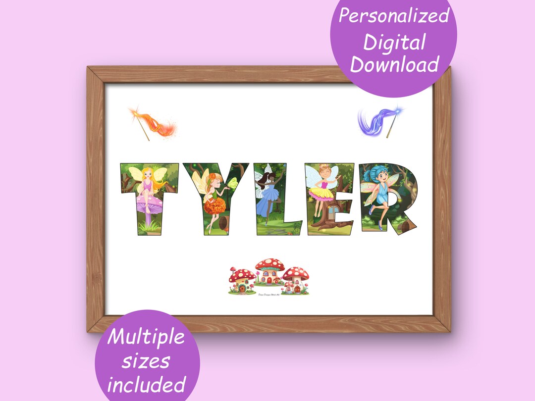 Fairies Personalized Name Printable Wall Art Custom Name Personalized ...