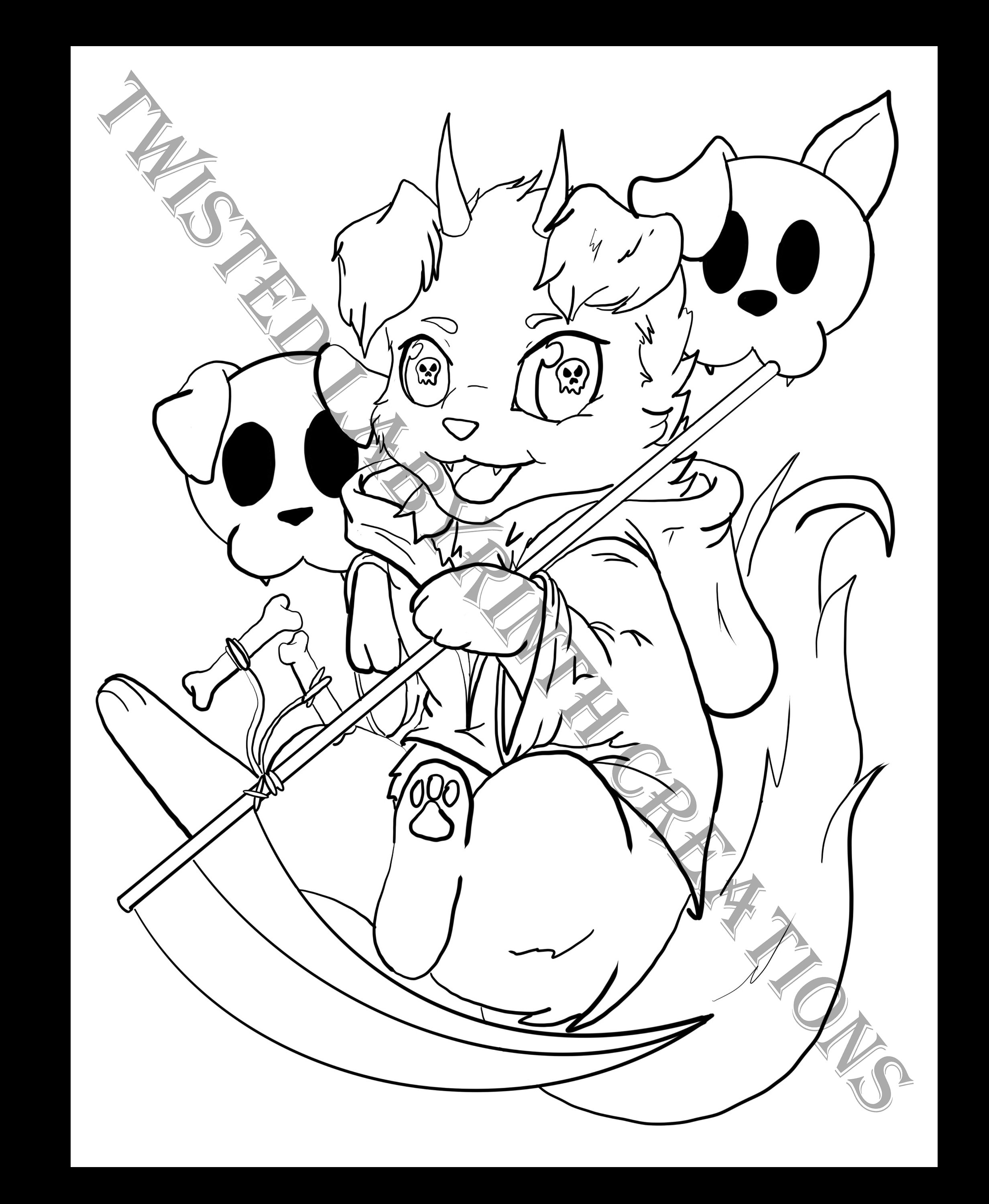 Boris, Grim Reaper Dog- Printable Color Page - Etsy