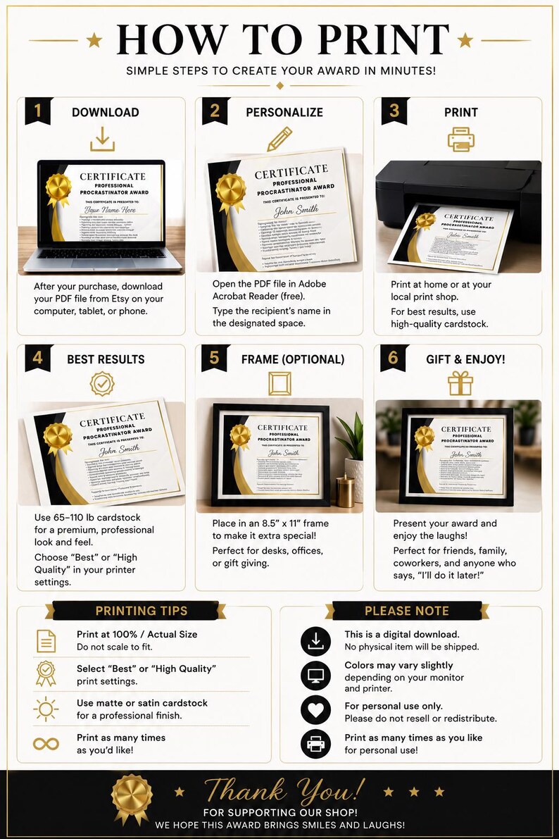 Funny Certificate Employee of the Month Certificate | Office Gag Gift ...