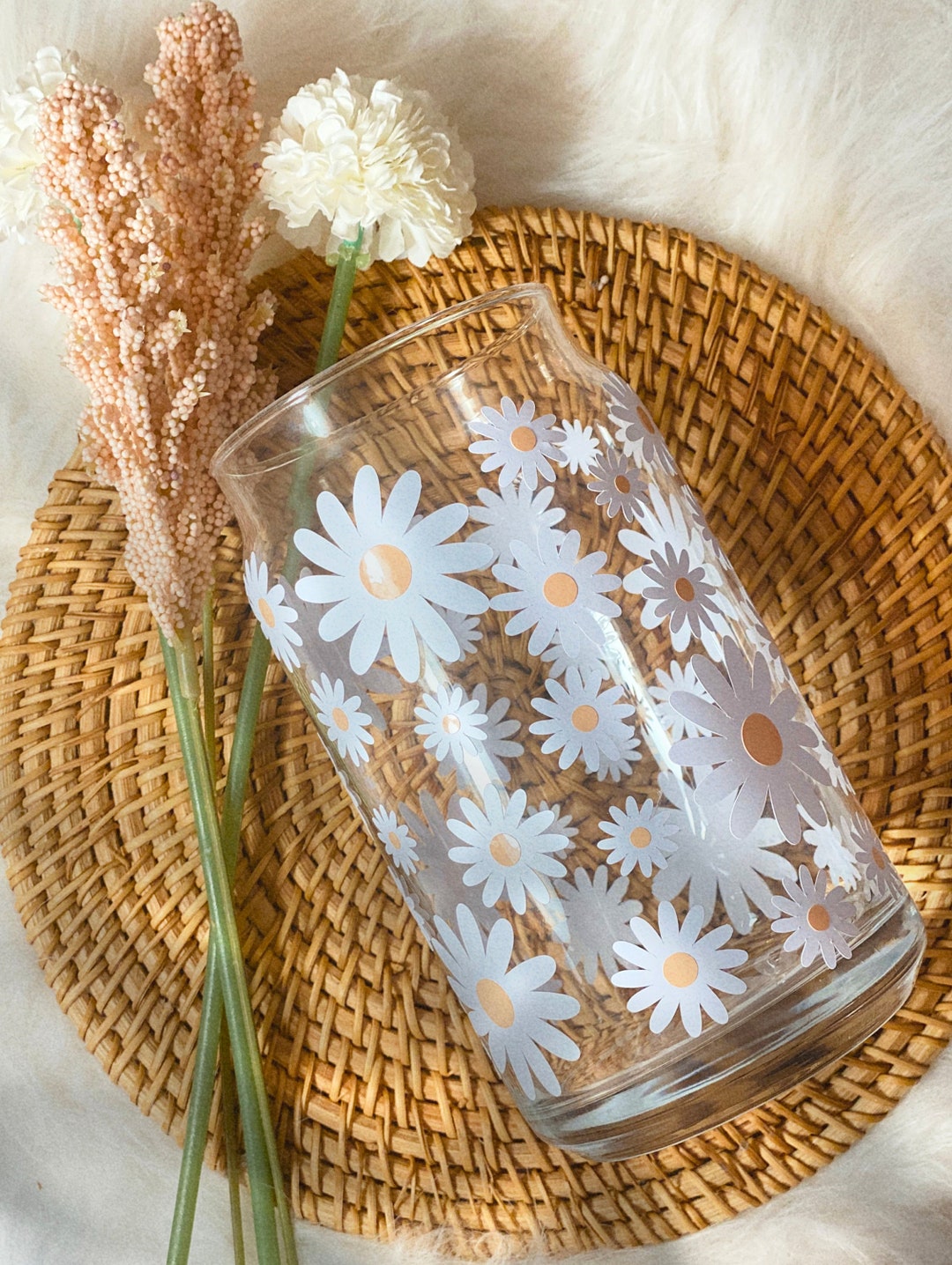 Daisy Glass Tumbler - Etsy