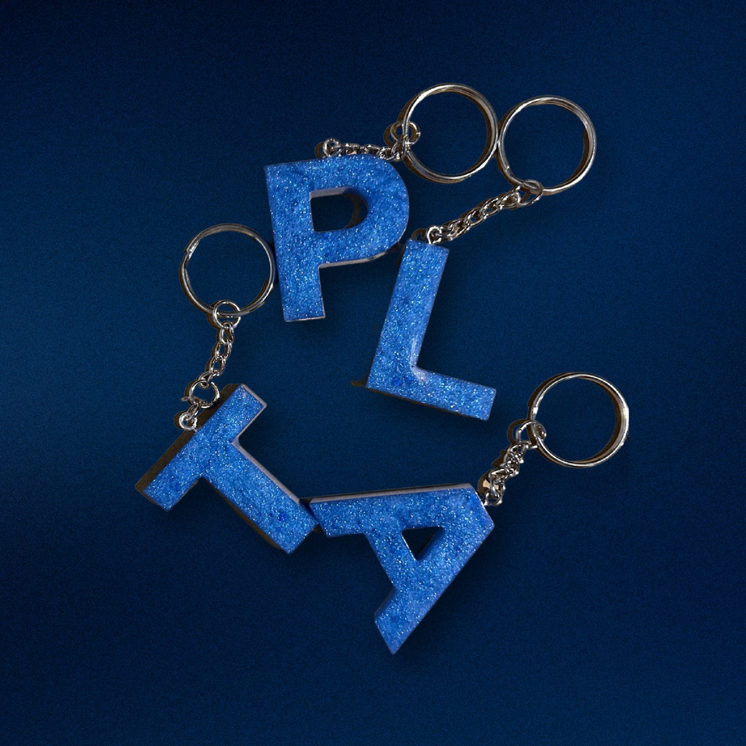 Blue Sparkly Resin Keychain - Etsy