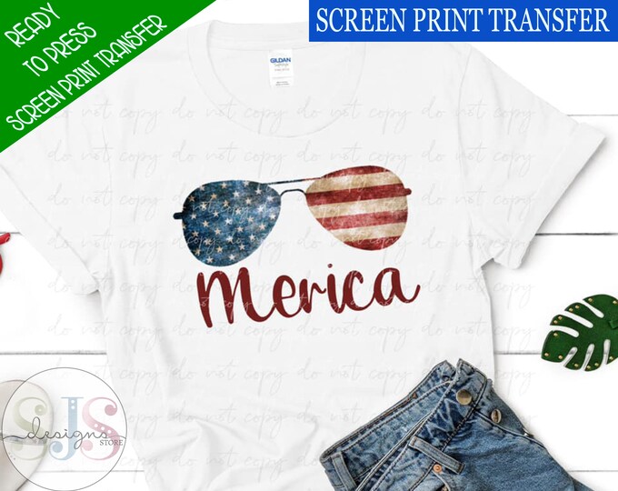 Merica Sunglasses, Screen Print Transfer Ready to Press, Mom Shirt ...
