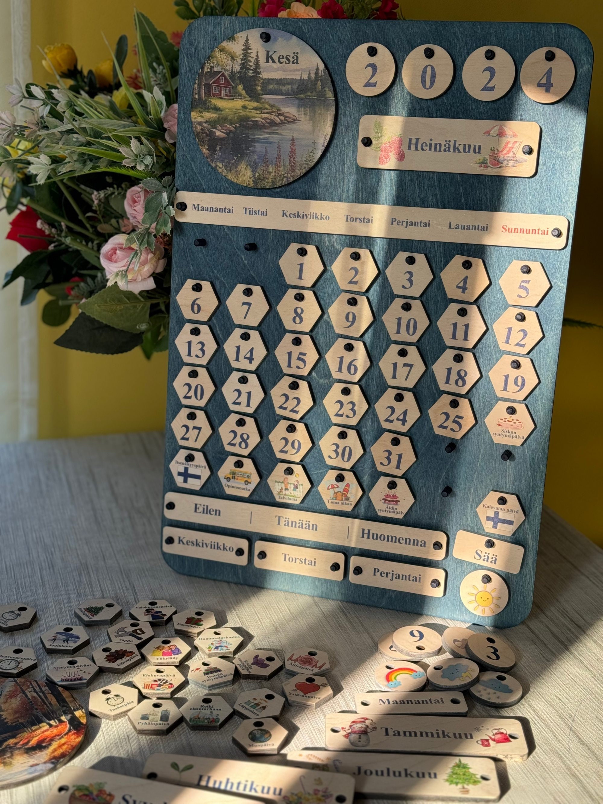Handmade Desk Wooden Finnish Calendar for Kids-educational Ecofriendly ...