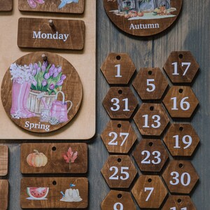 Montessori Wooden Perpetual Calendar for Kids, Classroom, Homeschool ...