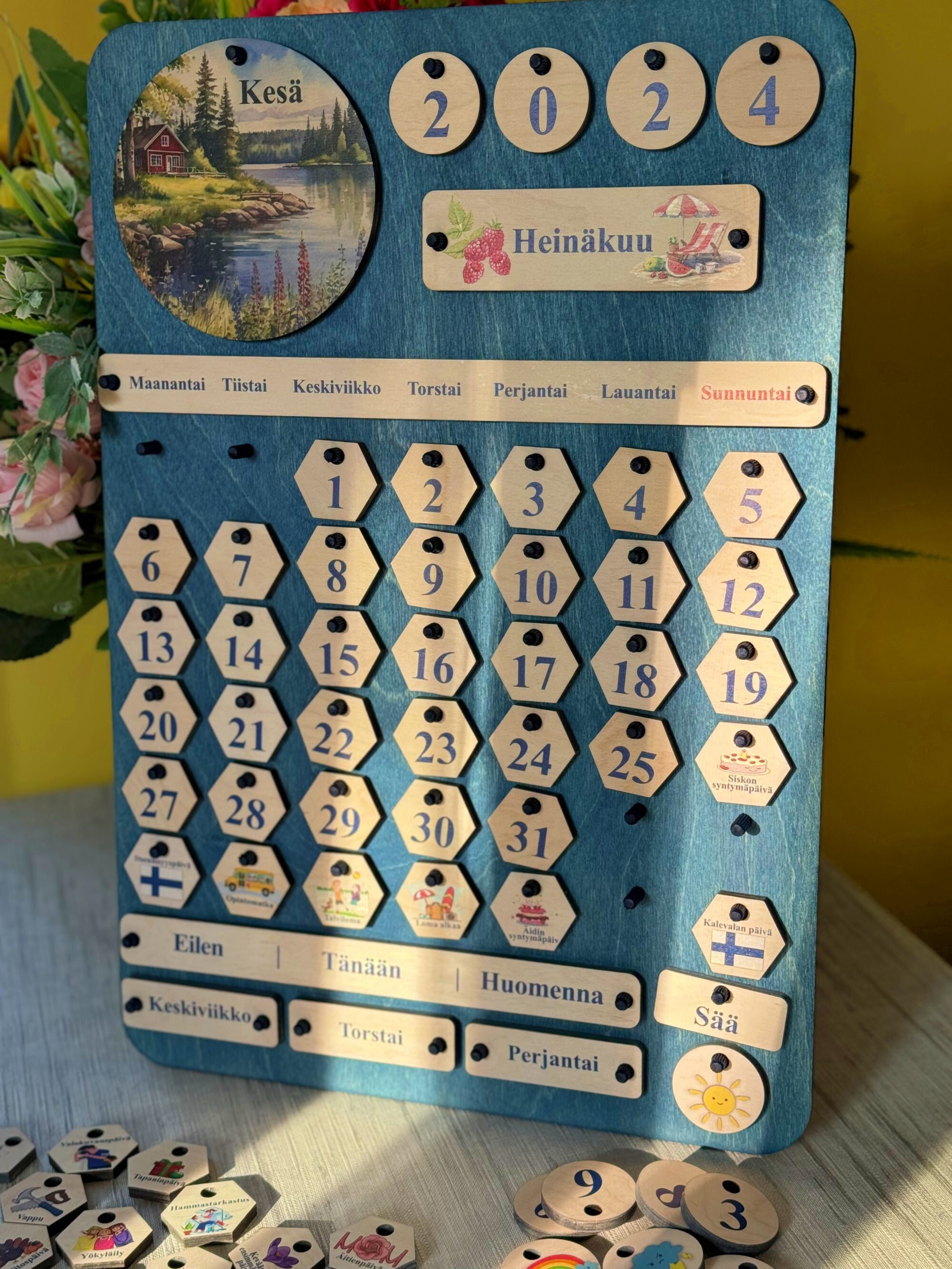 Handmade Desk Wooden Finnish Calendar for Kids-educational Ecofriendly ...