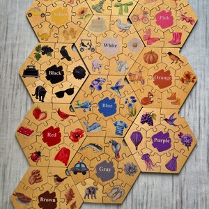 Wooden Hexagon Shape Color Learning Puzzle - Color Matching&recognition ...