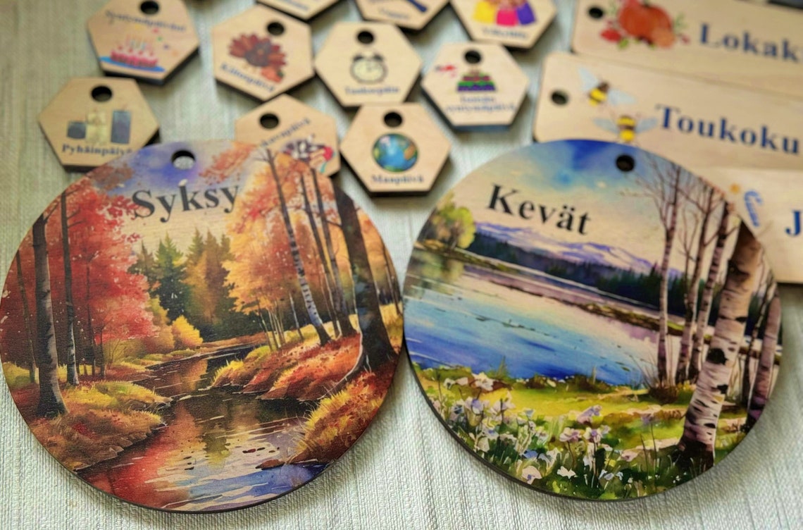 Handmade Desk Wooden Finnish Calendar for Kids-educational Ecofriendly ...
