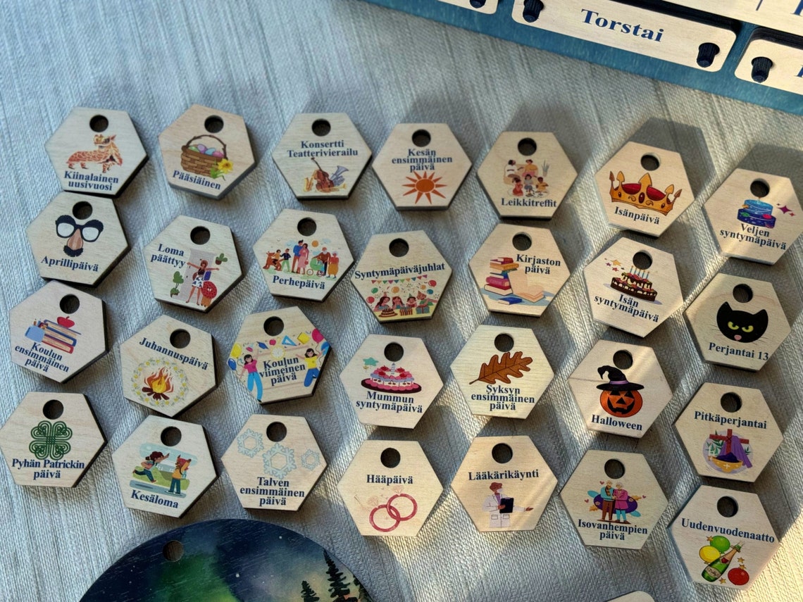 Handmade Desk Wooden Finnish Calendar for Kids-educational Ecofriendly ...