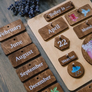 Montessori Wooden Perpetual Calendar for Kids, Classroom, Homeschool ...