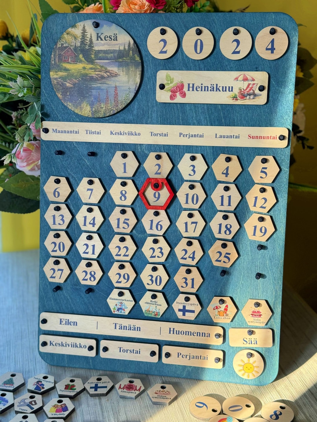 Handmade Desk Wooden Finnish Calendar for Kids-educational Ecofriendly ...
